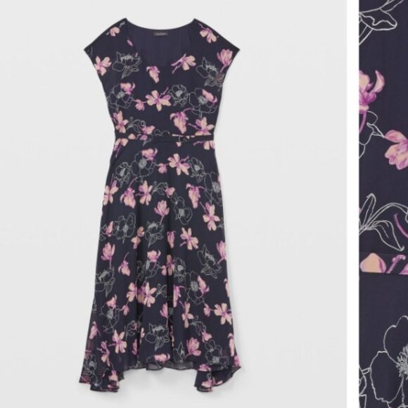 Club Monaco | Dresses | Club Monaco Navy Blue And Pink Floral Print ...